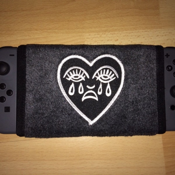 Crying Heart Embroidered Patch - Iron on Patch Red & Black/white Sew on ...