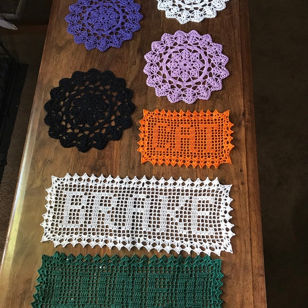 Heirloom Lace Personalize Custom Filet Crochet Name Doily Natural White ...