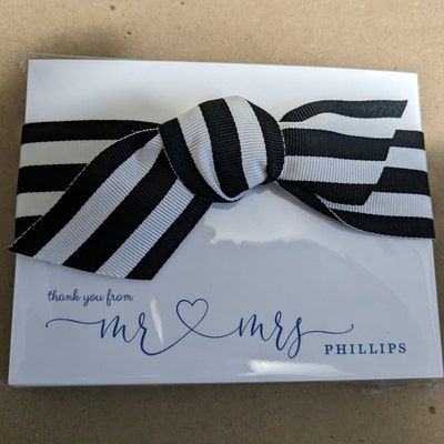 Personalized Mr and Mrs Wedding Thank You Cards, Set of 10 Folded or 12 ...
