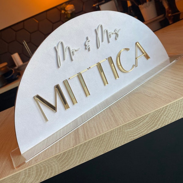 Gold Acrylic Top Table Mr and Mrs Signs With Stand, Black Velvet Golden ...