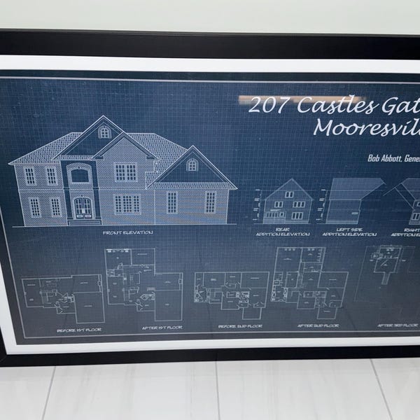 Architectural Blueprint Wall Art, Our First Home, Home Builder Gift ...