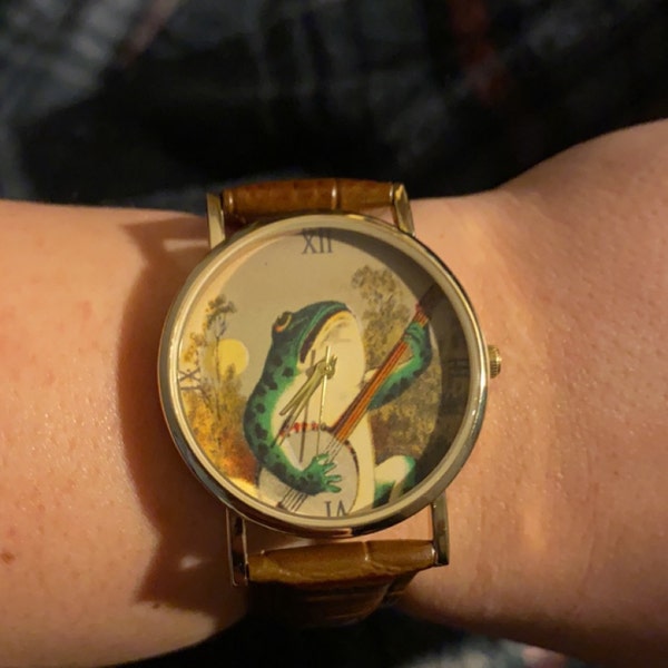 Frog Playing Guitar Leather Watch, Frog Music Ladies Watch, Unisex ...