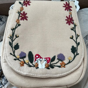 Hand Embroidered Mushroom Floral Cottage Core Style Satchel. - Etsy
