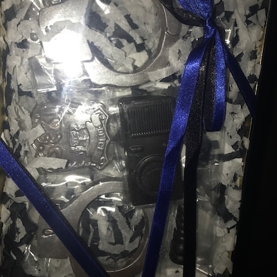 Chocolate Police Handcuffs Badge Night Stick and Walkie Talkie 5 Piece ...