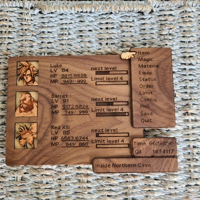 Custom Wooden Final Fantasy 7 Menu Screen With Characters You Can Pick ...
