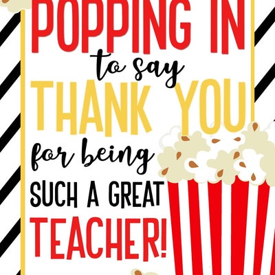 Teacher Popcorn Appreciation Printable 8x10 Sign, Teachers Week Break ...