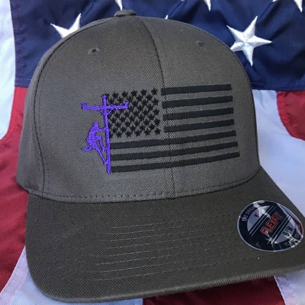 Any Colors, Lineman Flag Embroidered Hat, Lineman Baseball Cap, Lineman ...