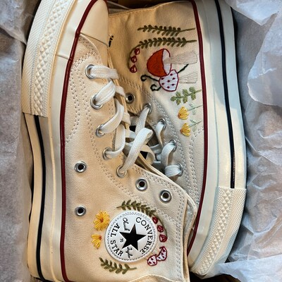 Embroidered Converse/mushroom Converse/embroidered Orange Mushrooms and ...