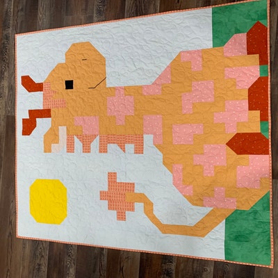 Hippo Baby Quilt Pattern in Multiple Sizes 36x42 Plus 24x28 and 48x56, Easy Quilt Pattern ...