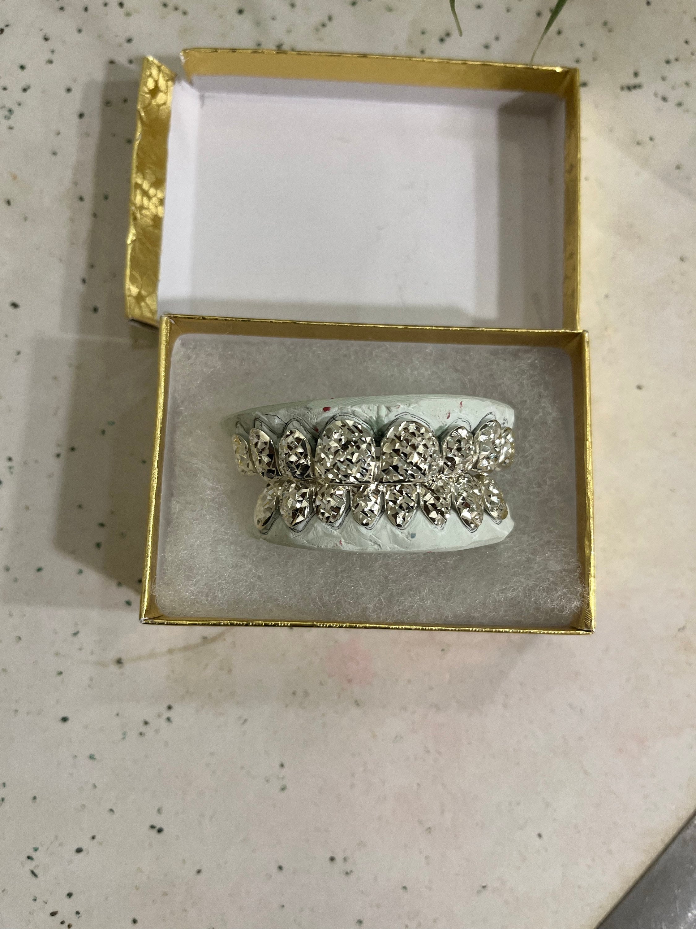 925 Sterling Silver Princess Diamond Cut Custom Fit Handmade Real Grill ...