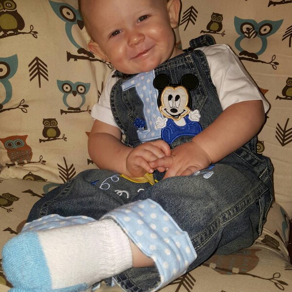 Baby Mickey Mouse Personalized First Birthday Overalls or Shortalls ...