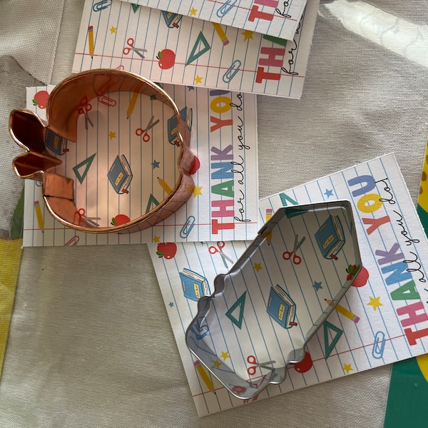 Teacher Appreciation 3.5"x 5" Mini Cookie Card/ TEACHER Thank You Gift ...