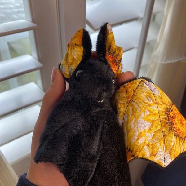 Black Sunflower Bat Plush, Stuffed Animal, Softie - Etsy