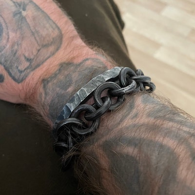 Chunky Iron Chain Bracelet, Heavy Bracelet, Massive Bracelet, Hand ...