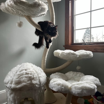 EDEN Wood Floral Cat Tree Tower, Wooden Cat Tower, Modern Cat Climbing ...