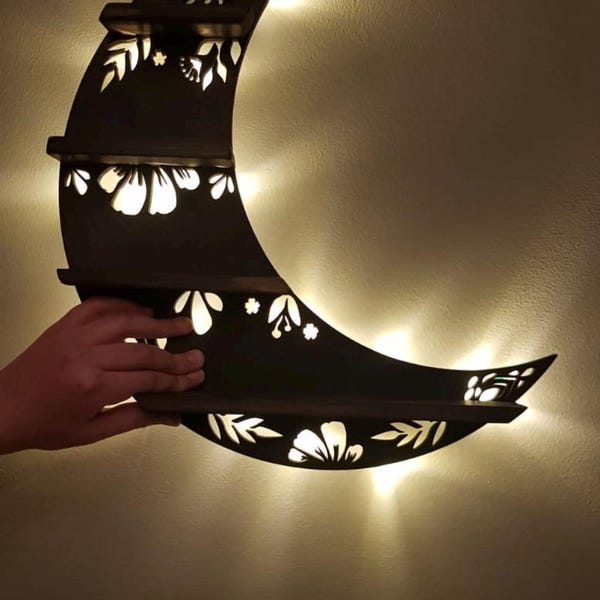Coppermoon Botanical Crescent Moon Shelf, Crescent Moon Shelf, Moon ...