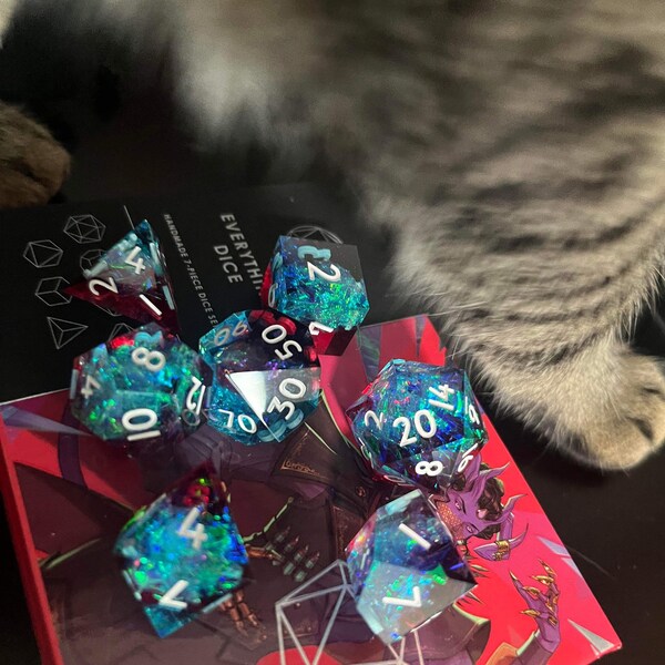 Bleeding Sapphires - Holographic Handmade Resin Sharp Edge Dice Set for ...