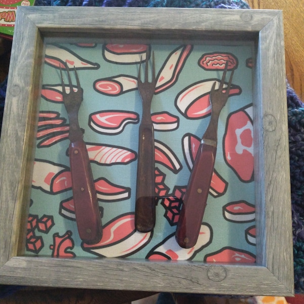 Butcher Fabric - All Meat Blue by Thirdhalfstudios - Meat Flesh Bones ...