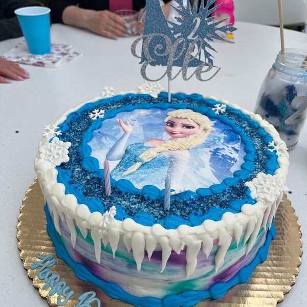FROZEN Inspired Cake Topper, Personalized Frozen Cake Topper, Elsa Cake ...
