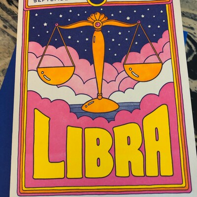 Libra Letterpress Card - Etsy