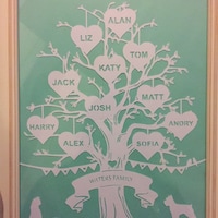 Family Tree Papercut // Personalised Papercutting A4 or A3 - Etsy UK