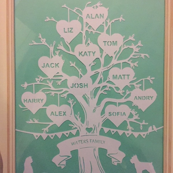 Family Tree Papercut // Personalised Papercutting A4 or A3 - Etsy UK