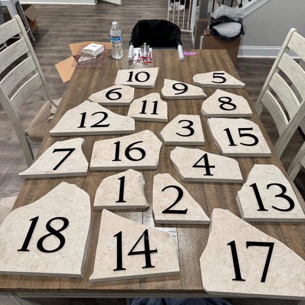3D Marble Stone Table Numbers | Wedding Unique Signage | Custom Layered ...