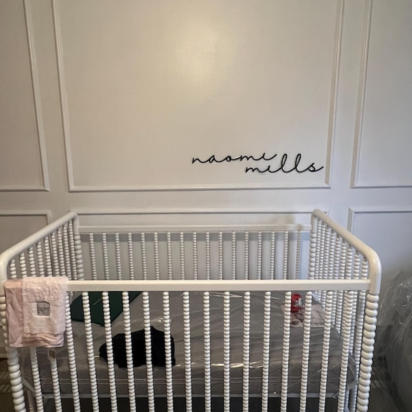 Wood Script Nursery Baby Room Name Laser Cut Sign Cursive First and ...