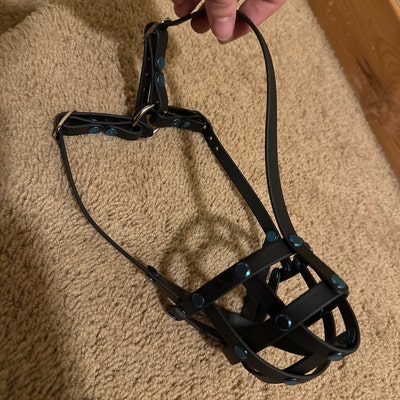 Matte Black Spiked Classic Hardware Petplay Face Muzzle - Etsy