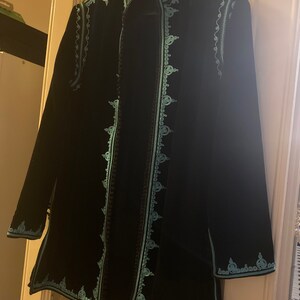 Dark Blue Moroccan Velvet Jacket Moroccan Embroidered Jacket - Etsy