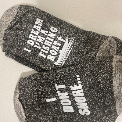 Funny Gift Socks I Don't Snore I Dream I'm a Fishing Boat Gift for Dad ...