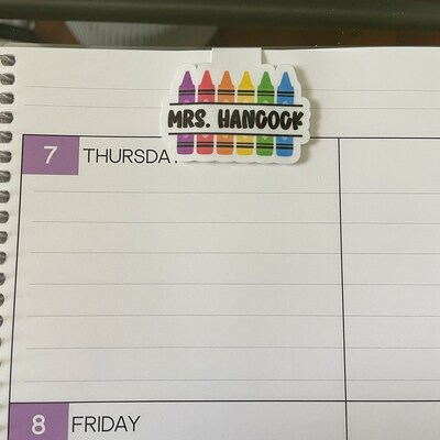 Magnetic Bookmark School Pencil or Crayon With Custom NAME - Etsy