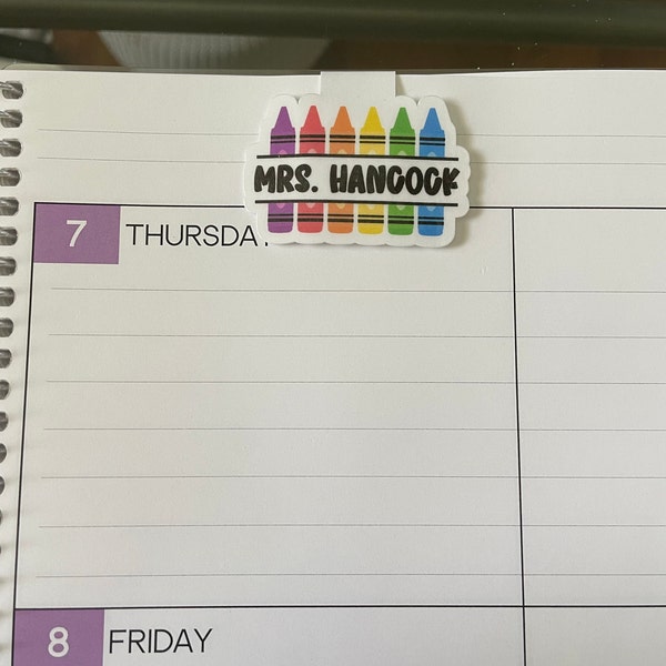 Magnetic Bookmark - School Pencil or Crayon With Custom NAME - Etsy