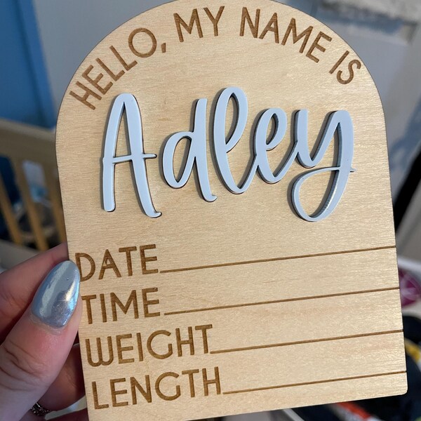 Boho Baby Name Announcement Sign Baby Name Sign for Hospital Baby Name ...