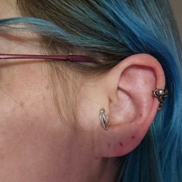 Stacked Tragus Earring, Tragus Jewelry, 16g Tragus Clicker, Tragus ...