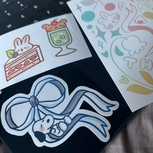 Cute Comfort Character Ribbon Waterproof Sticker - Etsy
