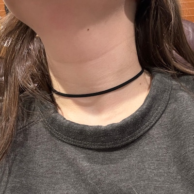 Edgy Double Layered Thin Black Choker Necklace, Teardrop Necklace ...
