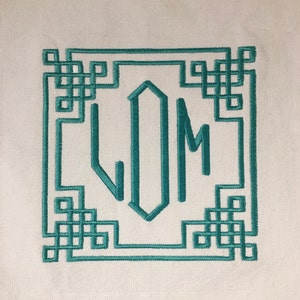 Greek Key Detailed Square Monogram Frame Machine Embroidery - Etsy