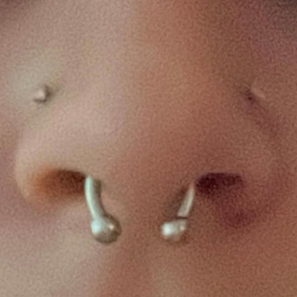 12g SEPTUM Ring, Surgical Stainless Steel, 10mm 3/8" Diameter Hand Bent ...