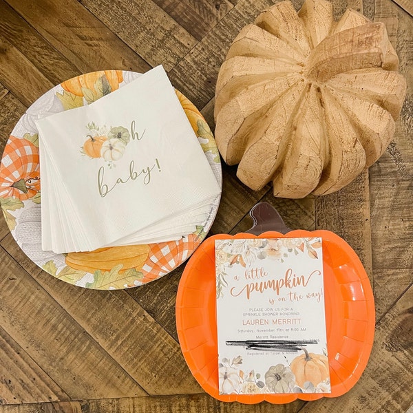 Pumpkin Oh Baby Shower Pumpkin Autumn Baby Cocktail, Luncheon or Dinner ...