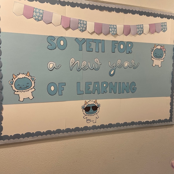 January Bulletin Board | Yeti New Years Bulletin Board Kit - Etsy