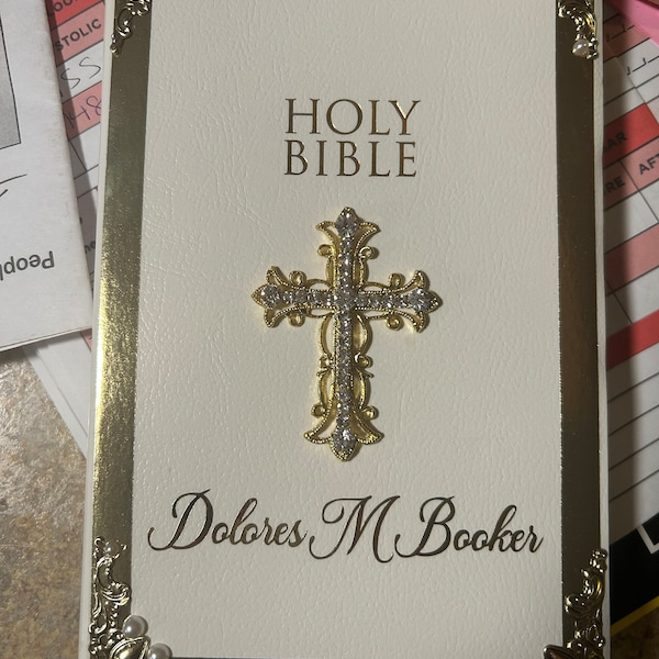 Beautiful Personalized Bible Designed in Gold, Crystal and Pearl. Can ...