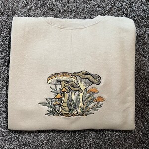 Olive Moth Mushroom Embroidered Crewneck Unisex Embroidered - Etsy