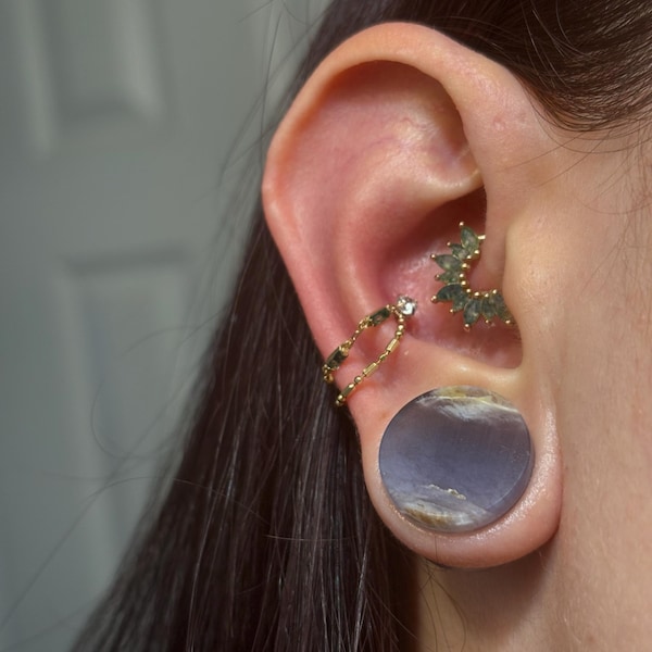 14K Solid Gold Moss Agate Belly Ring Piercing, Gold Moss Agate Belly ...