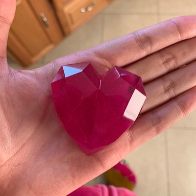 Spinel Heart Gem, Geometric Resin Jewel, Cosplay Gem, Faceted, Flat ...