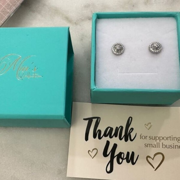 925 Sterling Silver 9.5mm Cross Design Zirconia Push Backing Earrings ...