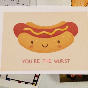 Hot Dog Funny Valentines Day Card Birthday Card Funny Food - Etsy