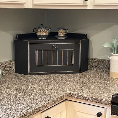 Corner Solid Wood Bread Box Wood Breadbox Corner Breadbox - Etsy