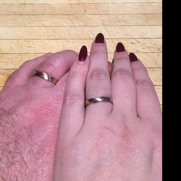 14k Rose Gold Mobius Wedding Band Set | His and Hers Mobius Ring Set ...
