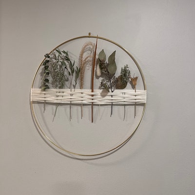 Wildflower Minimalist Boho Wreath Dried Flower Decor Eucalyptus Modern ...